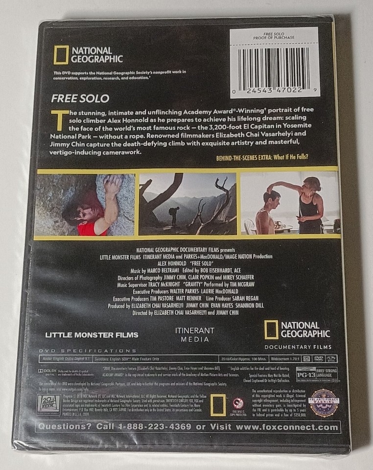 [NEW] Free Solo (DVD, 2018) National Geographic Documentary | eBay