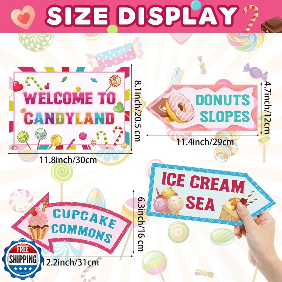 Abilat 20 Pcs Candyland Party Decorations Welcome to Candyland ...