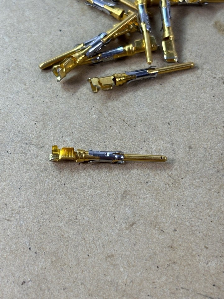 Vintage Lot of 14 Gold Plated Crimp Terminals Male Pins for DIY Wiring ...