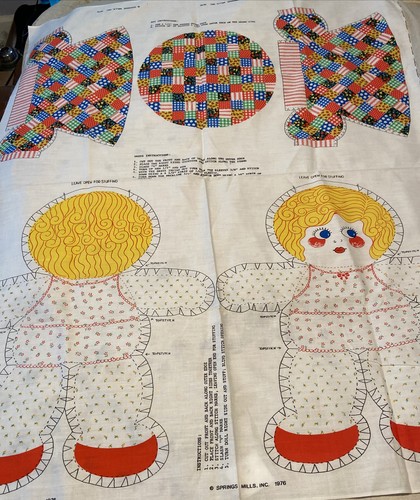1976 Spring Mills Fabric Panel Cut-Out Make It Yourself Doll And ...