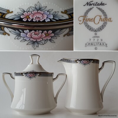 Noritake Japan 7729 HALIFAX 8-Oz Cream Pitcher & Covered Sugar w/Lid ...