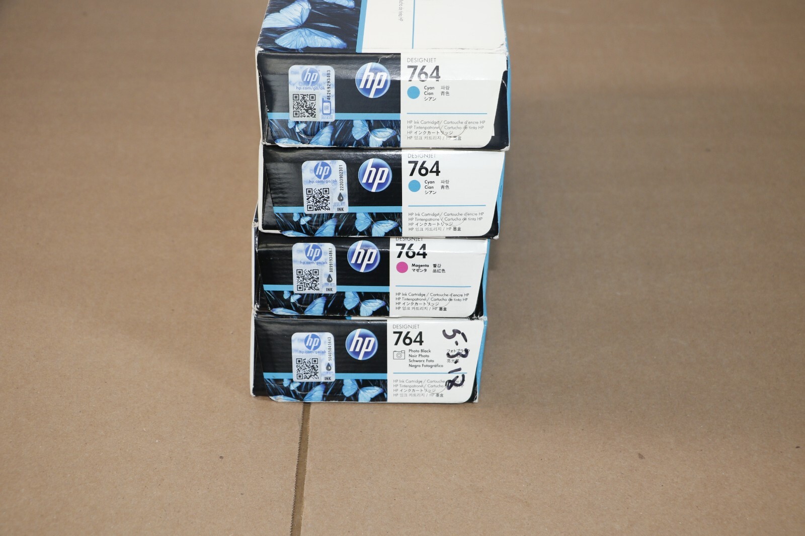 Lot of 4 New OEM HP Designjet T3500 CCMPK ink Set HP764 C1Q13A,C1Q14A ...