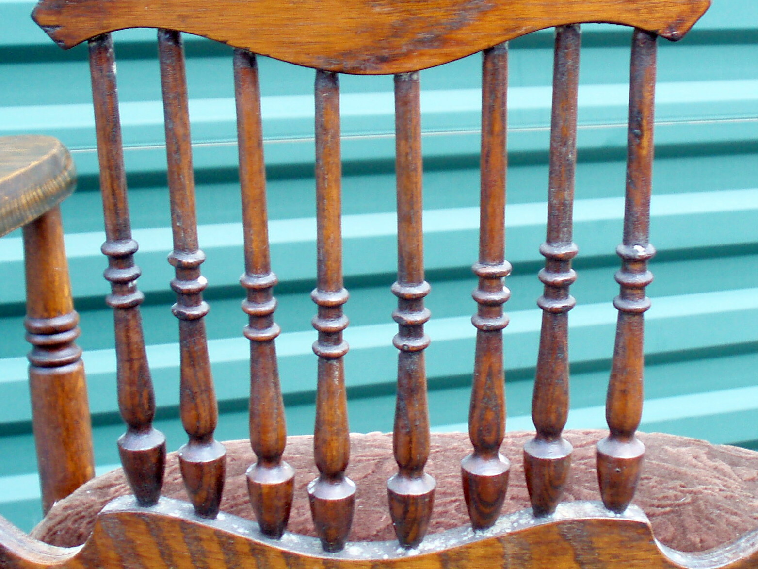 TIGER OAK ANTIQUE COLONIAL ERA ROCKING CHAIR SPINDLE BACK FURNITURE ...