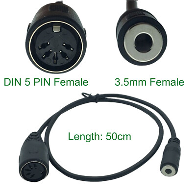DIN 5 Pin MIDI Female Jack To 3.5mm 1/8" Female Stereo Audio Adapter ...