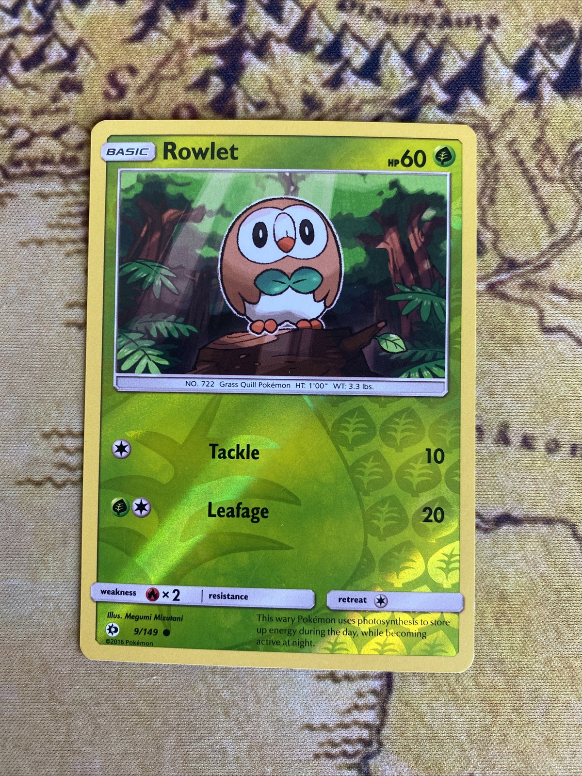Pokémon TCG Rowlet Sun & Moon 9/149 Reverse Holo Common for sale online ...