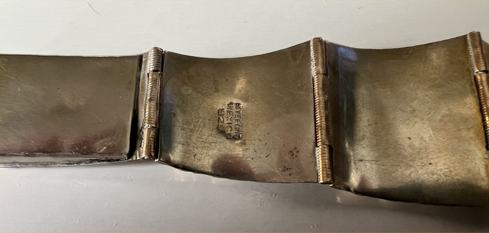 Vintage Mexico 925 Sterling Silver Gold Clad Aztec Bangle Cuff Bracelet ...