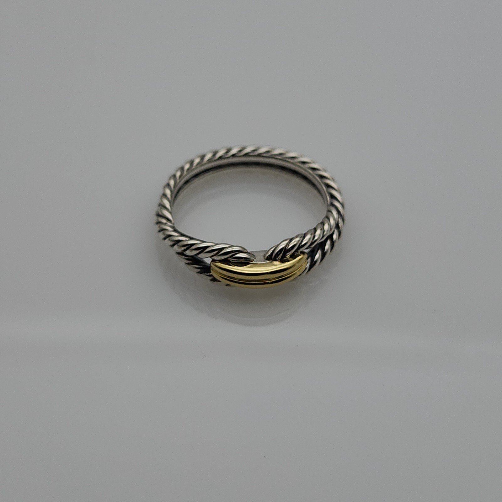 David Yurman Cable Loop Ring with 18k Yellow Gold Sz 7 - Gem