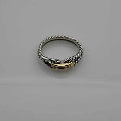 David Yurman Cable Loop Ring with 18k Yellow Gold Sz 7 | eBay