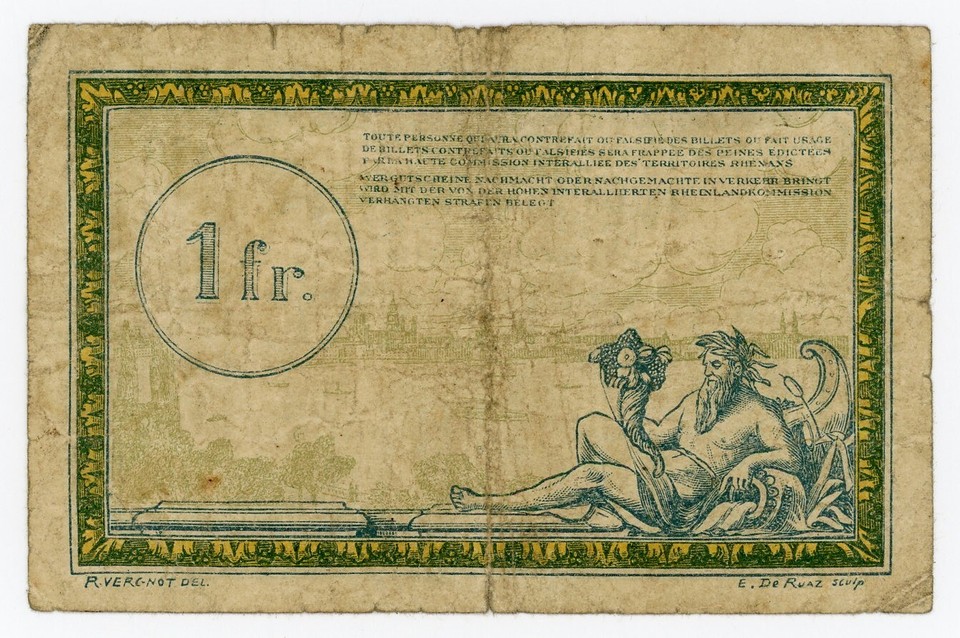 France/Occupied german territoriy… P-R5 … 1 Franc … 1923 … *VG*. | eBay