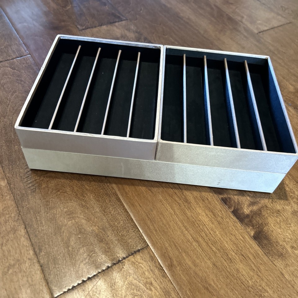 Wolf Design Jewelry Vault Tray 2” Deep Gold Satin Black Stackable Three ...