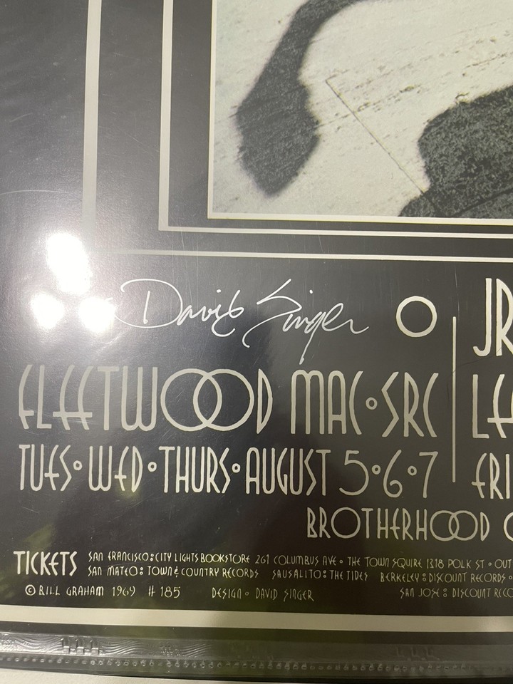 FLEETWOOD MAC BG 185-1 FILLMORE concert poster 1969 DAVID SINGER BILL ...