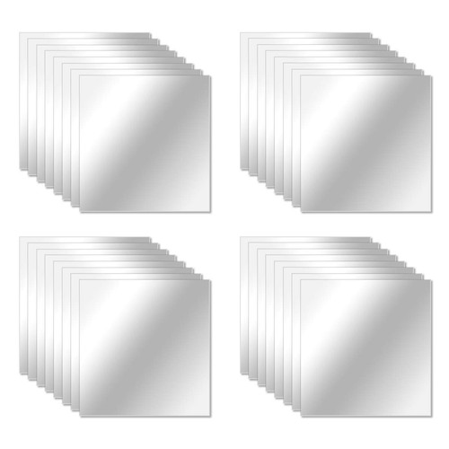 32 Flexible Mirror Sheets - Square Mirror Tiles Self-Adhesive Wall ...
