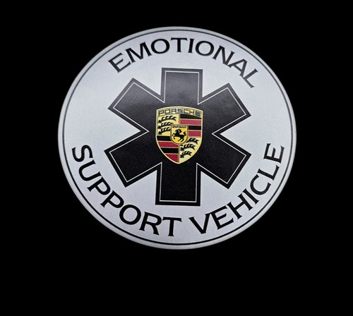Porsche Emotional Support Vehicle - Silver Car Sticker For Window ...