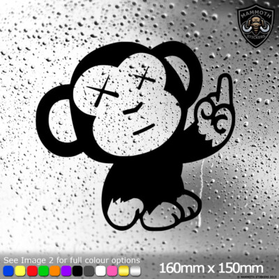 Monkey Middle Finger Car Sticker JDM DUB Euro Jap Novelty Window Bumper ...