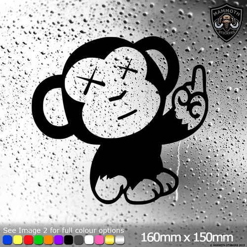 Monkey Middle Finger Car Sticker JDM DUB Euro Jap Novelty Window Bumper ...