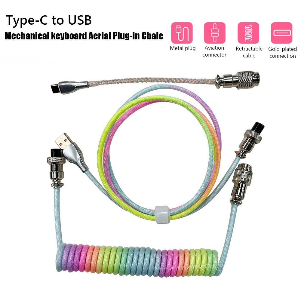 Mechanical Keyboard Coiled Cable RGB Type C USB Aviator Connector ...
