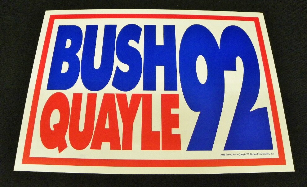 NOS Original Pair of Bush Quayle 92 Election Campaign Posters 20" x 14 ...