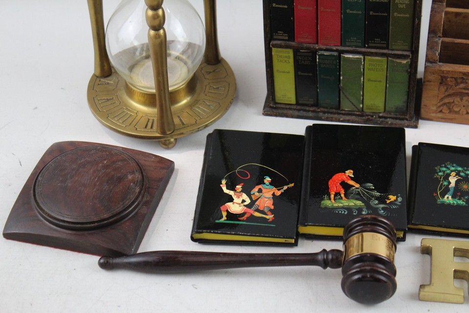 Vintage Desk Items Inc Large Salt Timer Calendar Paper Weight Gavel Job ...