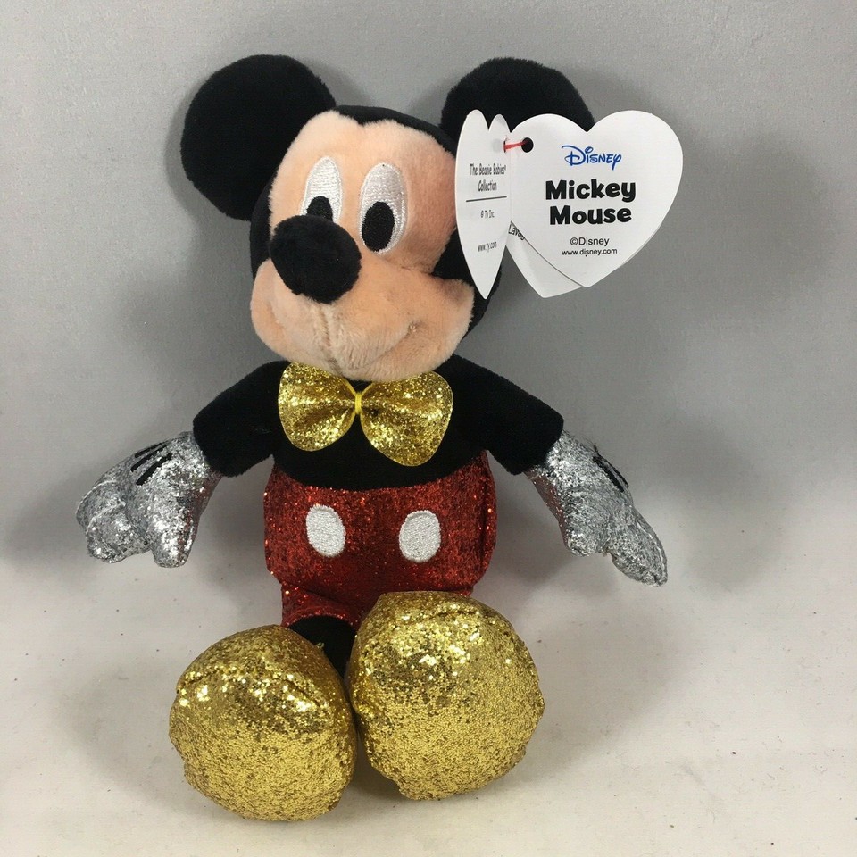 New 2020 TY Beanie Baby Disney 6" MICKEY MOUSE Super Sparkle Red Toy ...