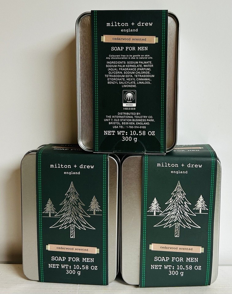3-Pack Milton & Drew ~ Cedarwood Bar Soap For Men 10.58 oz Each | eBay