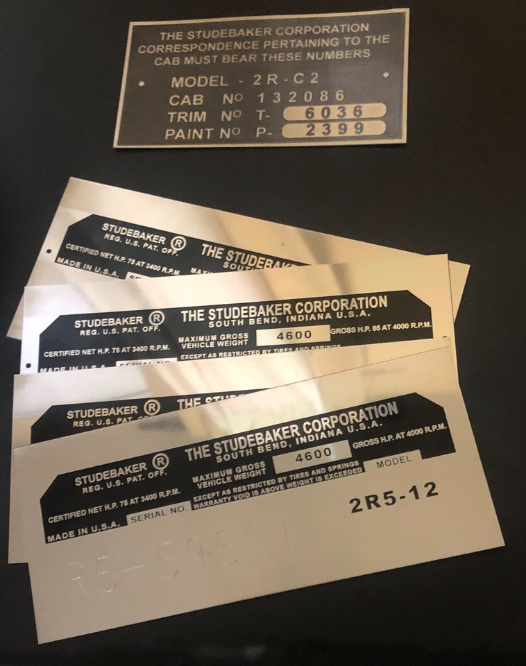 STUDEBAKER SERIAL NUMBER DATA PLATE ID TAG Oval Early mid 1920s 1923 ...