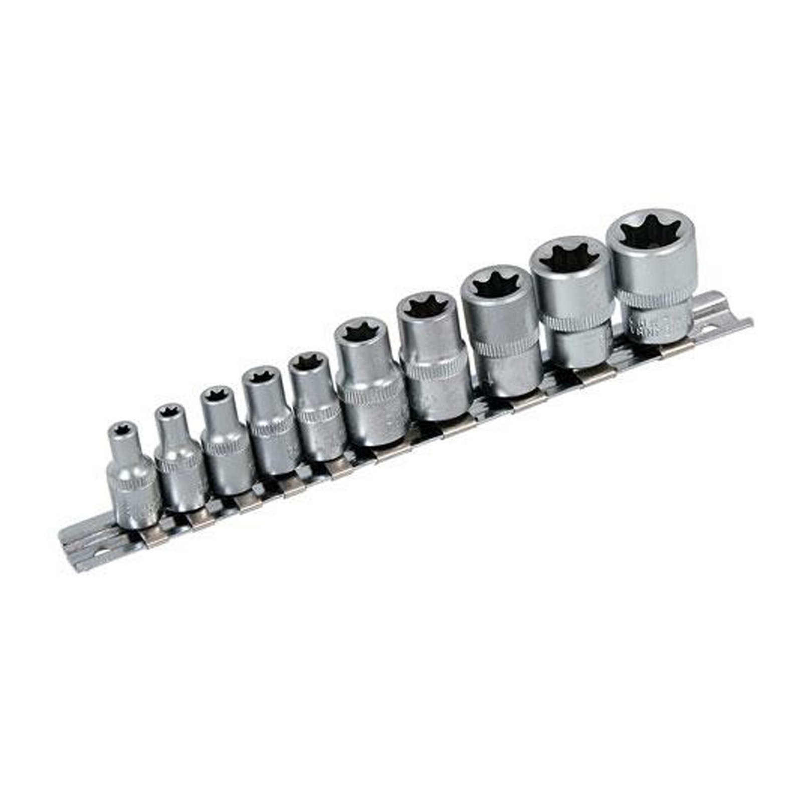 10 Pce E Star Torx Star Socket Set Chrome Vanadium Female Sockets Rail ...