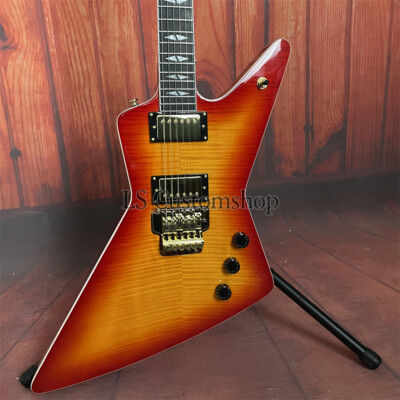Cherry Burst Explor Electric Guitar Custom Mahogany Body Flamed Maple ...