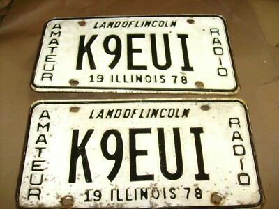 Illinois 1978 Pair Amateur Ham Radio Operator Old License Plates K9EUI ...