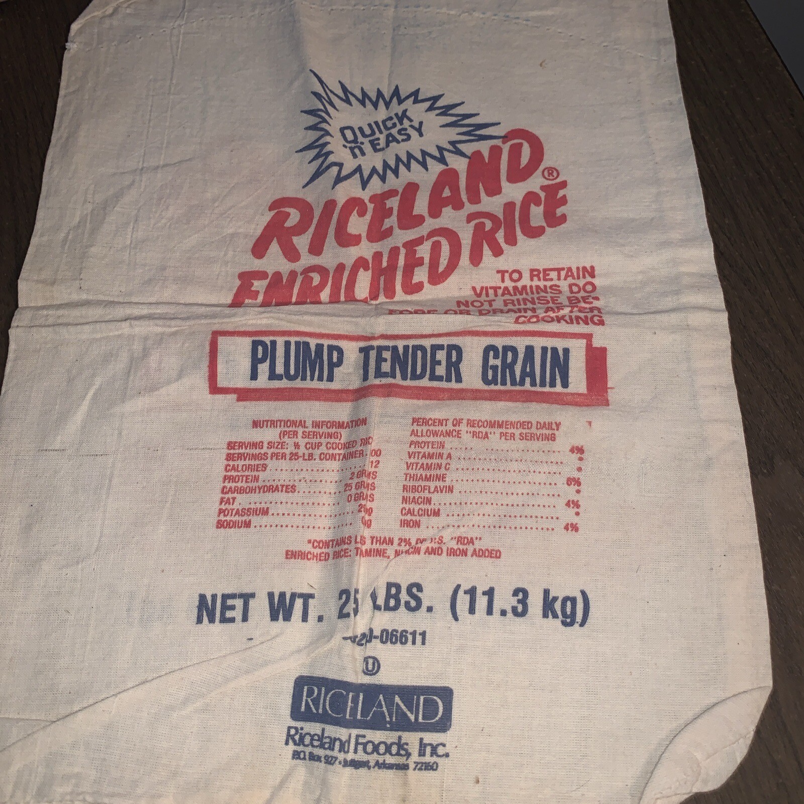 Sabroso Riceland Arroz Enriquecido Rice 25 Lb Cloth Bag | eBay