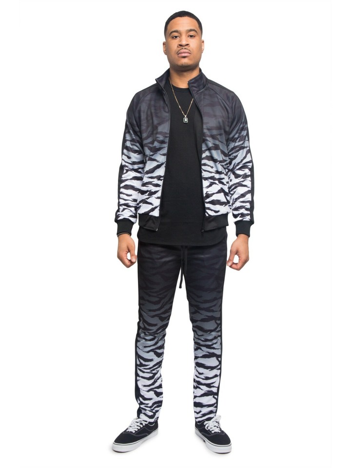 Men's Gradient Tiger Track Suits 2 Piece Pant&Jacket Sweatsuit Set ...