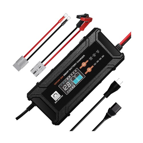 ECO-Worthy 12V/24V 20A Smart Battery Charger Maintainer Auto Volta ...
