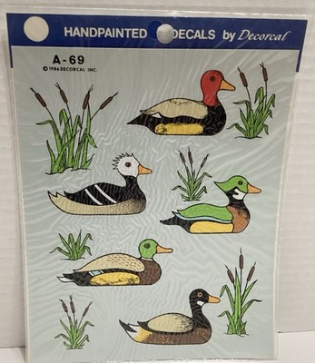 Vintage Hand painted Decals By Decoral A69 1980s Colorful Ducks Mallard ...