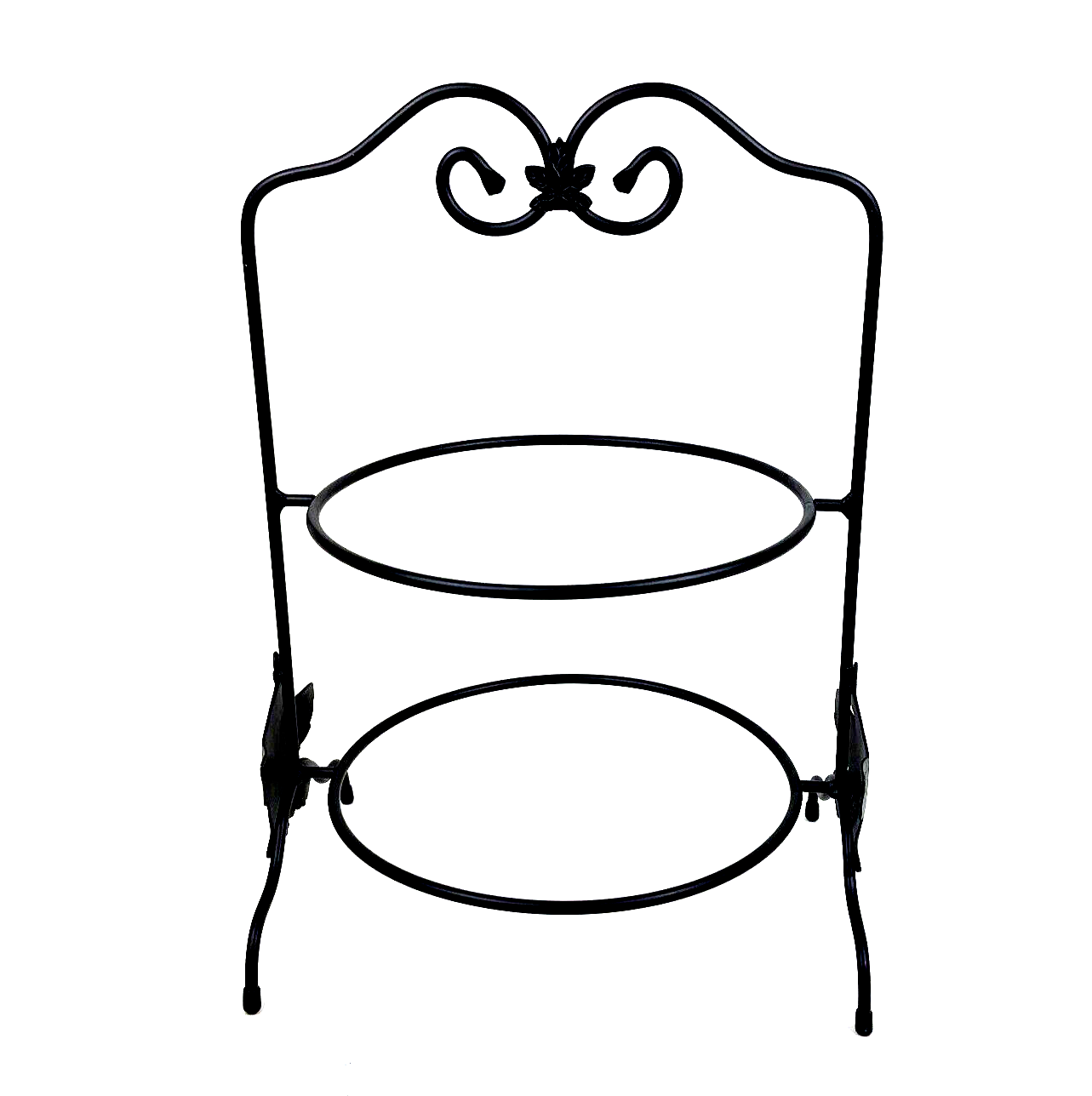 LONGABERGER Black Wrought Iron Metal Works 2 Tier PIE Plate Stand Rack ...
