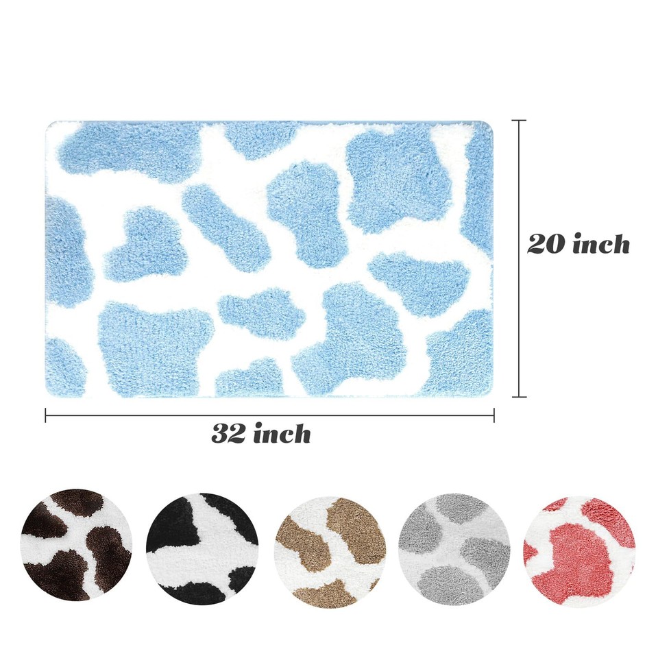Yonchic Cow Print Bathroom Rugs Soft Thick Microfiber Funny Cute Animal ...