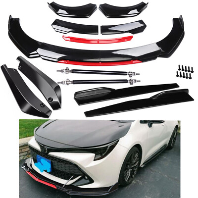 For Toyota Corolla Front Rear Bumper Lip Spoiler+Splitter Body Kit Side ...