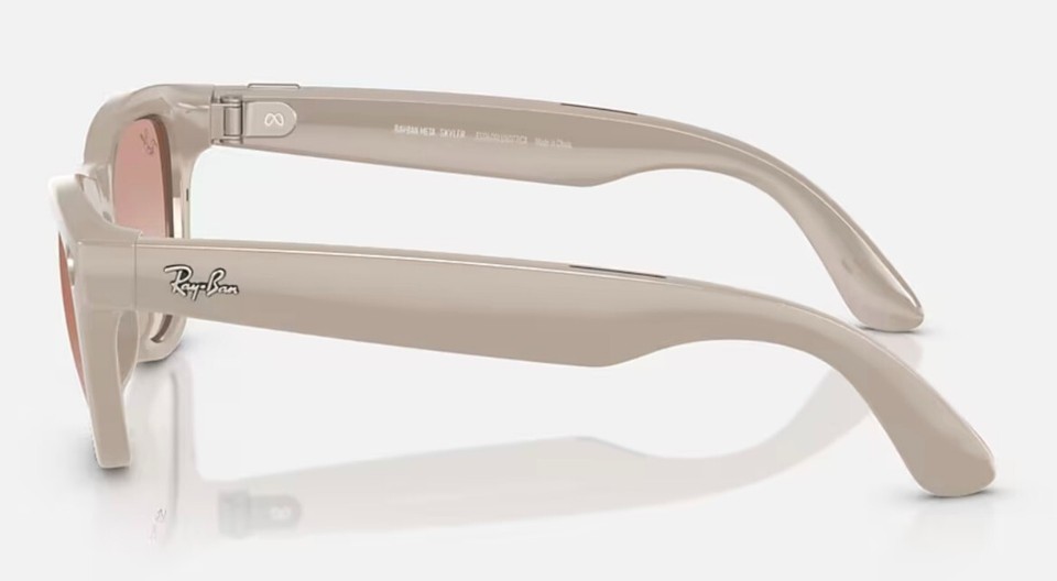 RAY-BAN Meta SKYLER Smart Sunglasses Shiny Chalky Gray / Cinnamon Pink ...