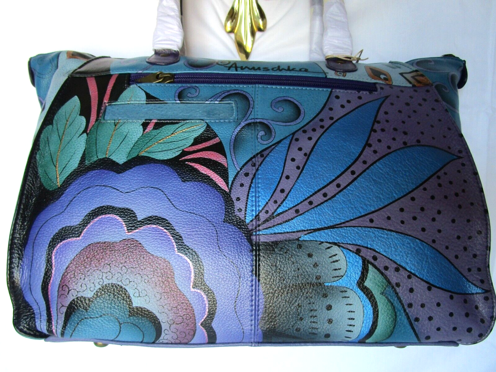 Anuschka Hand Painted Leather Tote Large Multicolor Floral Print NWT | eBay