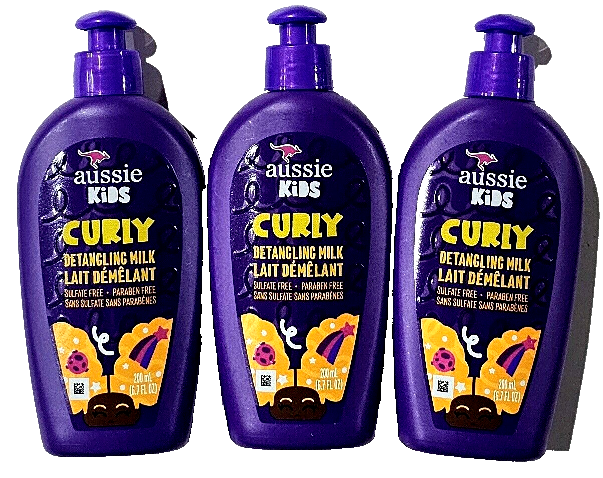 3 Pack Aussie Kids Curly Detangling Milk Sulfate Paraben Free 6.7oz ...