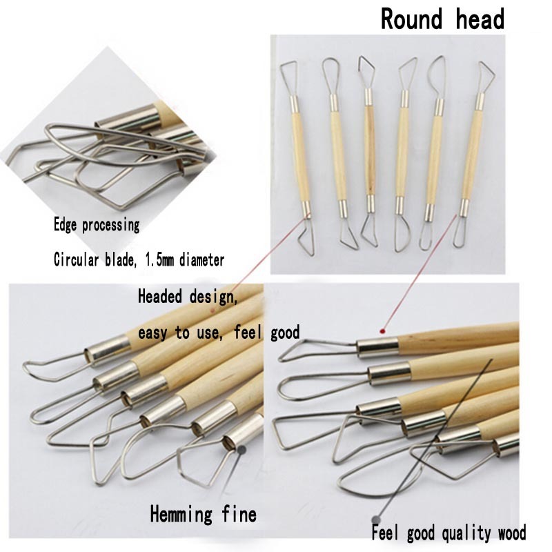 6pcs/set Pottery tools Double scraper blades Clay culpture scraper ...