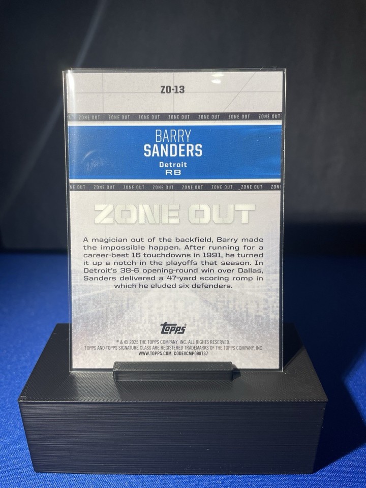 Barry Sanders 2024 Topps Signature Class #ZO-13 Zone Out Detroit Lions ...