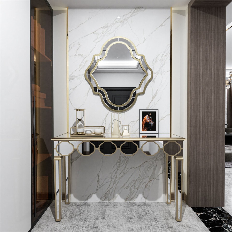 Modern Mirrored Console Table Vanity Makeup Desk Glass Entryway Table ...