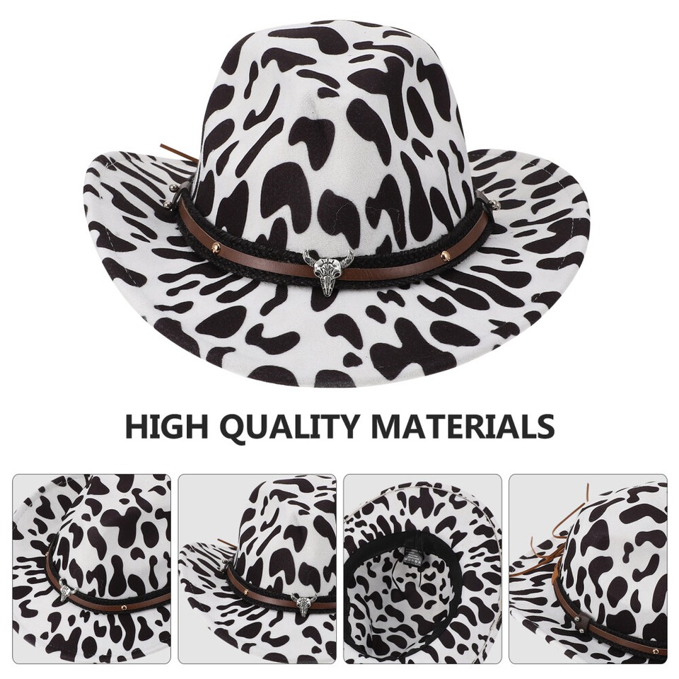 Fedora Hats for Women Fashionable Cow Print Summer Cows Pattern Cowboy ...