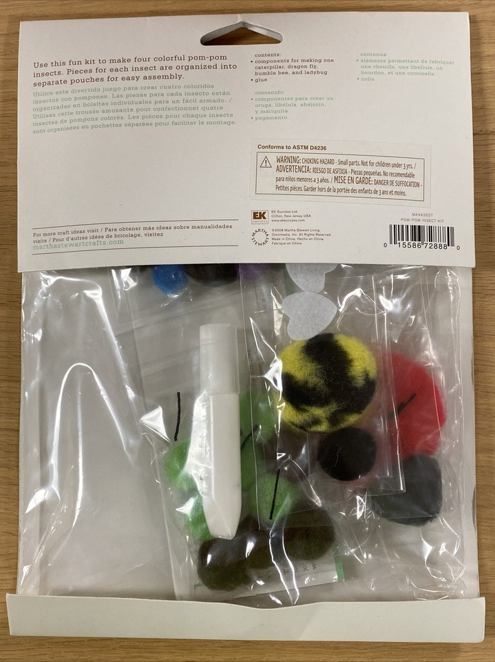 MARTHA STEWART CREATE Pom-Pom Insect Kit NEW IN PACKAGE 2008 - makes 4 ...