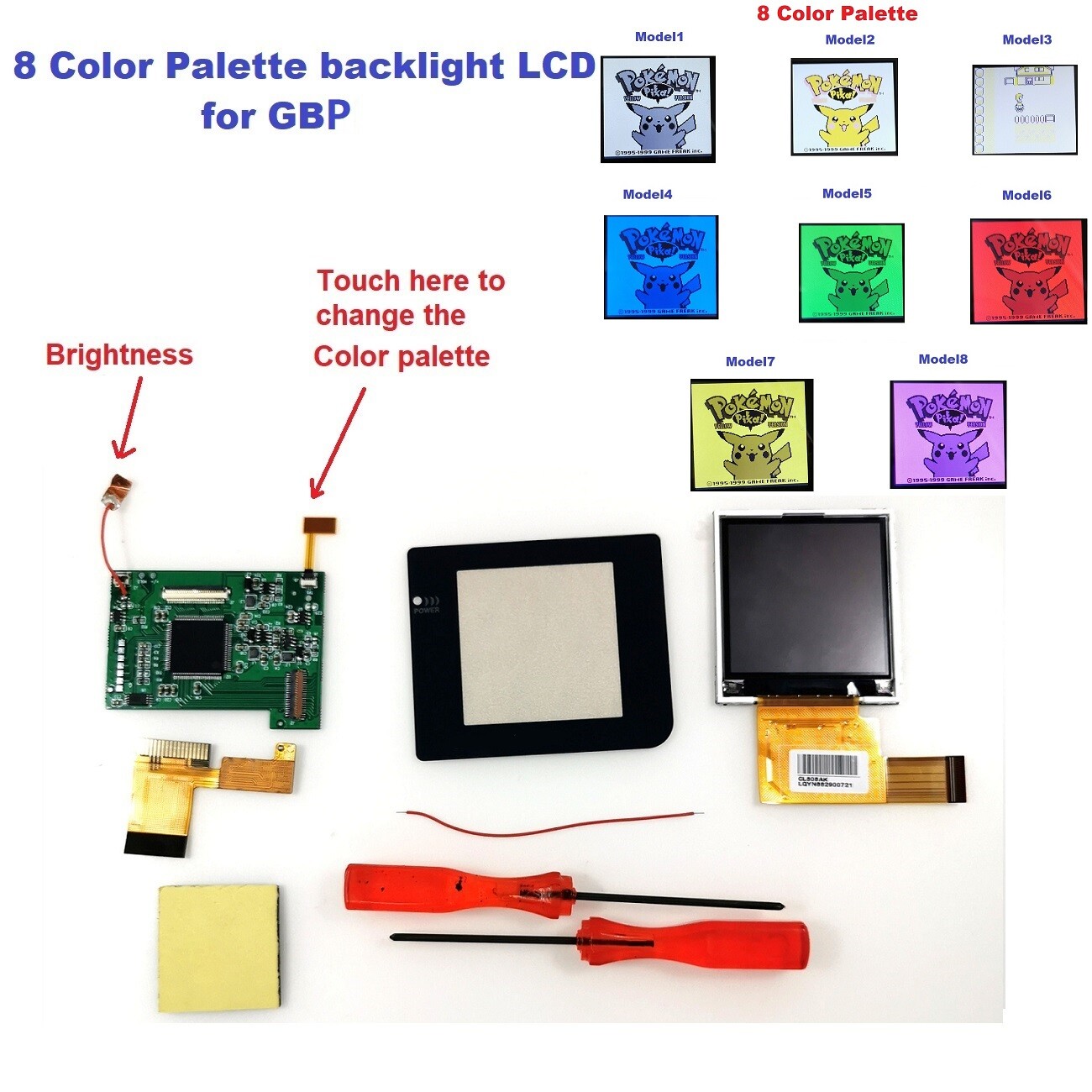 8 Color Palette Backlight LCD Kit For Nintendo Game Boy Pocket GBP ...