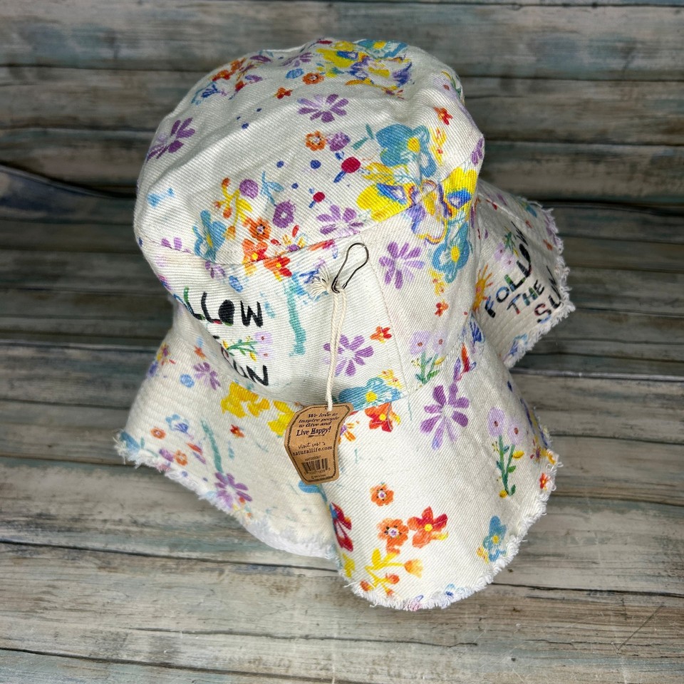 Natural Life Bucket Hat Cotton Hippie Boho Floral Follow The Sun | eBay UK