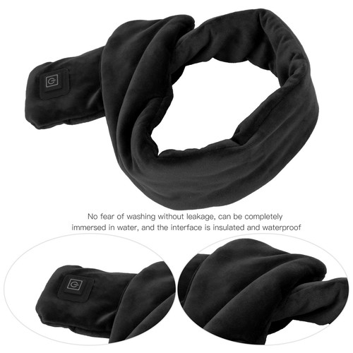 (Black)Winter Smart Heating Scarf Safety Electric Neck Wrap Temperature ...