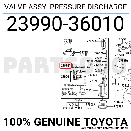 2399036010 Genuine Toyota VALVE ASSY PRESSURE DISCHARGE 23990-36010 for ...