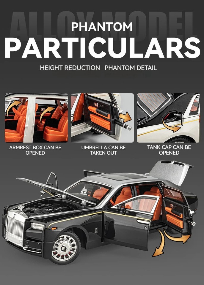 Car Phantom Alloy Model Rolls-Royce Diecast 1:18 Model Collection Kids ...