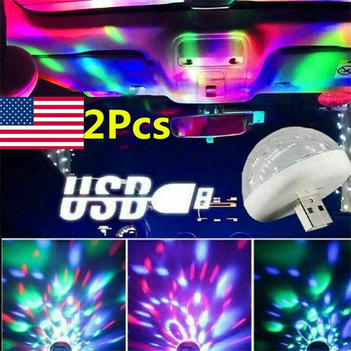USB Mini Disco DJ Ball Car Party Atmospher Light Bar Colorful Sound ...