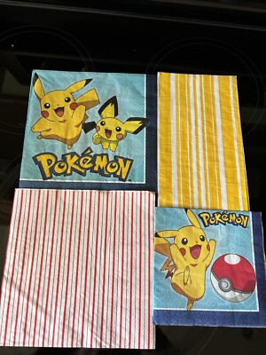 Pokémon Red Yellow Stripe Decoupage Paper Napkins | eBay